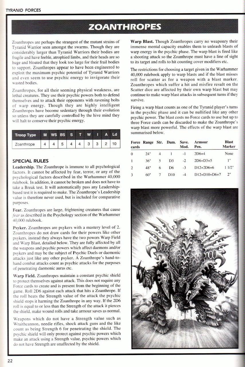 2nd Edition, Copyright Games Workshop, Tyranids - Zoanthropes entry - Gallery - DakkaDakka